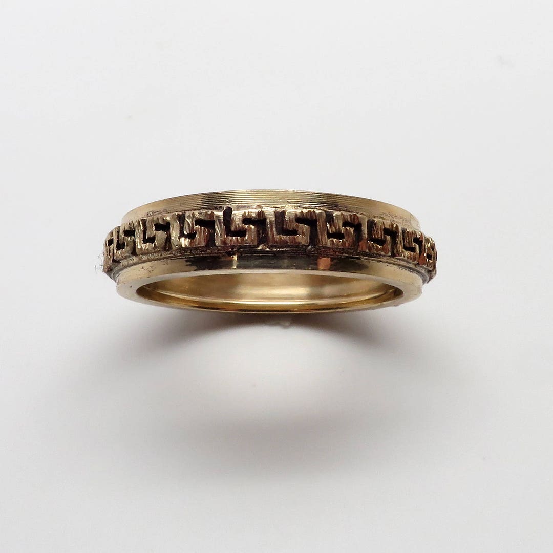 Vintage New 14K Yellow Gold 4.5mm Wide Greek Key Design With - Etsy