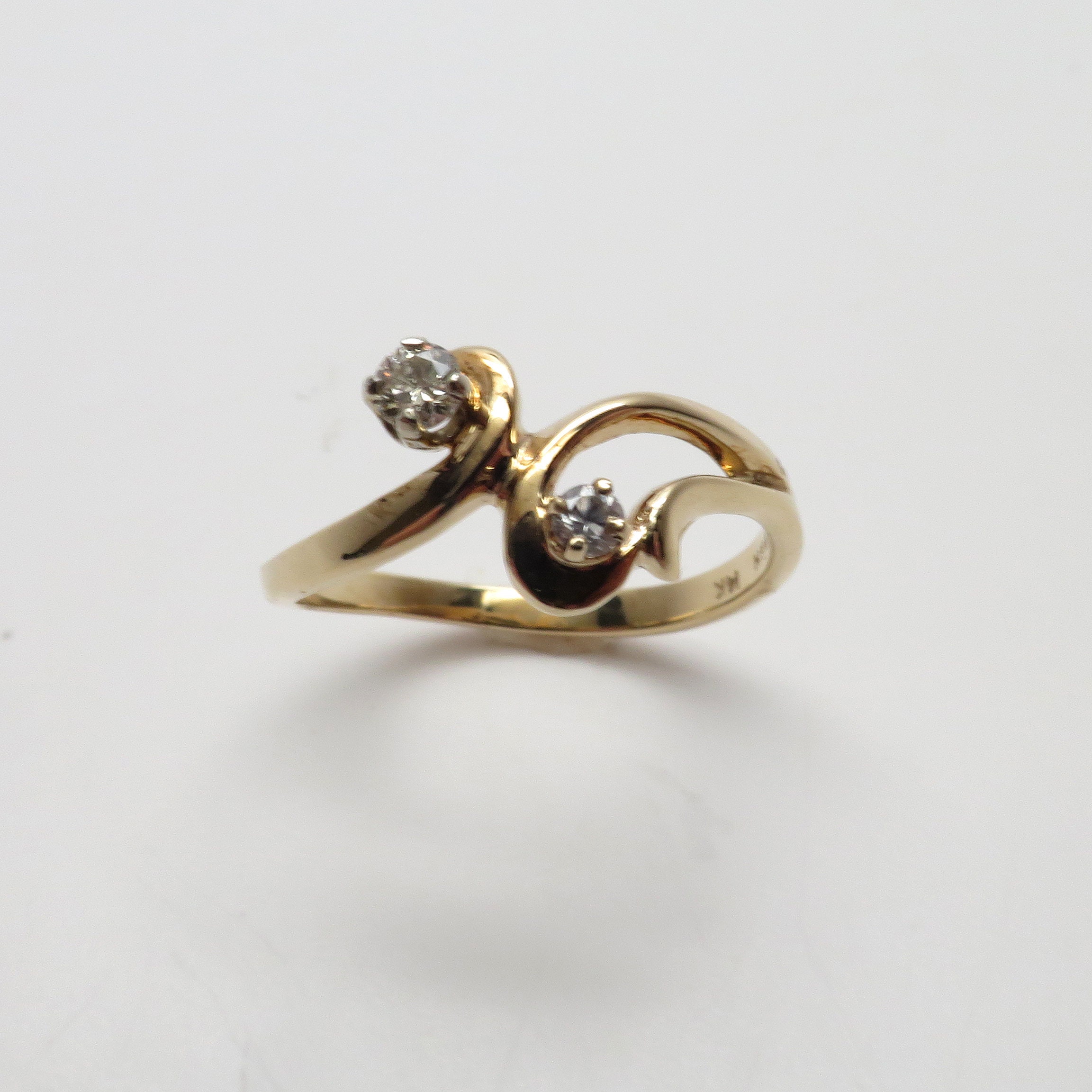 Stylish Vintage New 14K Yellow Gold Swirl Double Genuine Natural ...