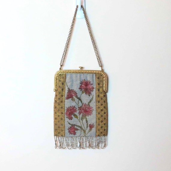 Gorgeous Antique Micro Beaded Made in France Red Flow… - Gem