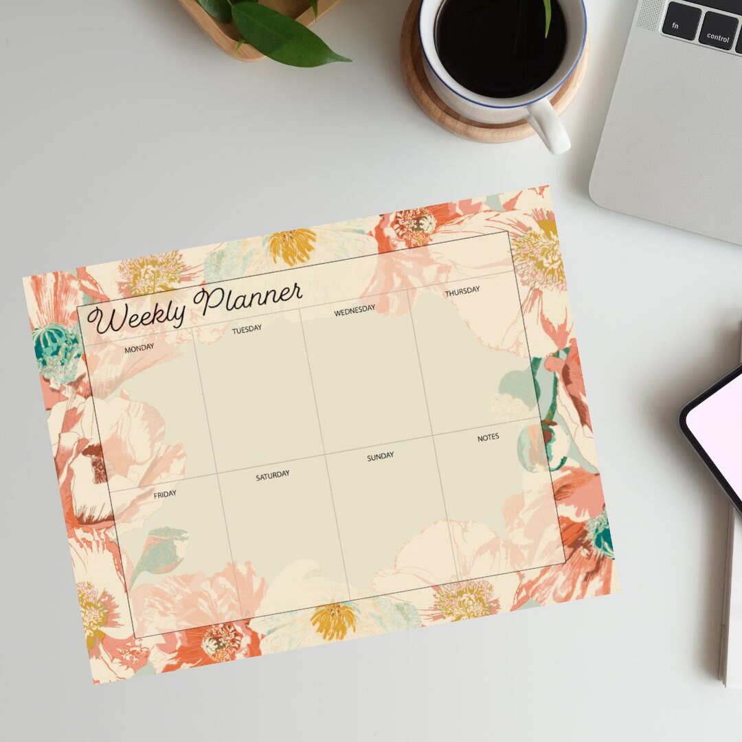 Printable Floral Weekly Planner, Printable to Do List, Printable Weekly ...