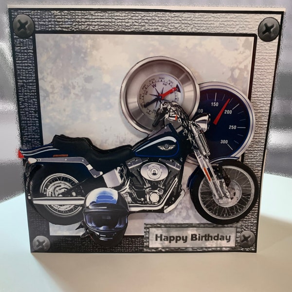 Motorcycle Happy Birthday Card - Etsy