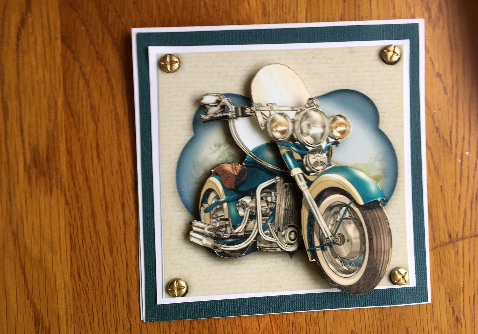Blue Motorcycle Greeting Card Motorbike Birthday Card - Etsy