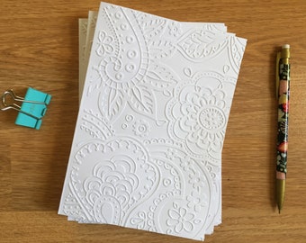 Embossed White Note Cards - Etsy