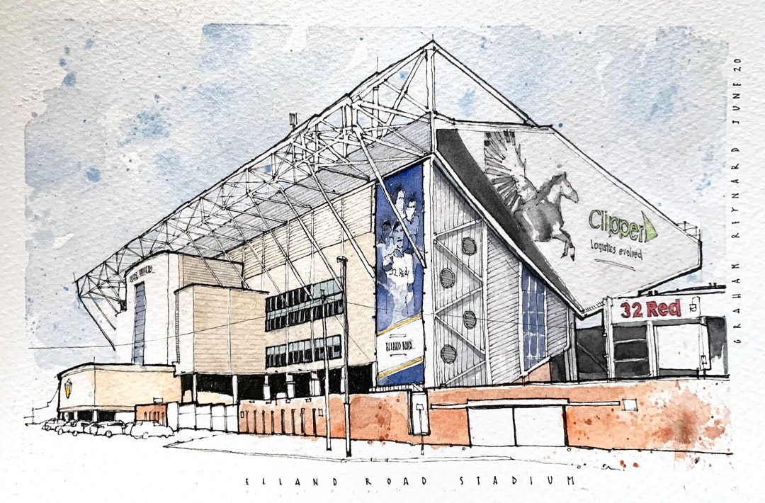 Elland Road Painting- Fine Art Print. Leeds United Stadium Painting ...
