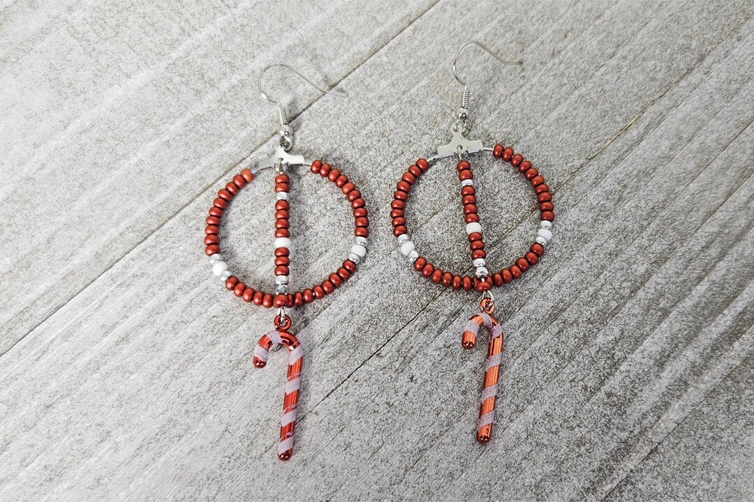 Candy Cane Hoop Earrings, Candy Cane Earrings, Candy Earrings ...