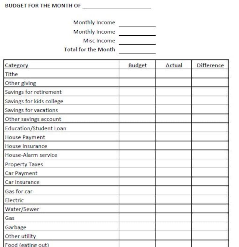 Monthly Budget, Blank Monthly Budget, Monthly Expenses, Monthly Income ...