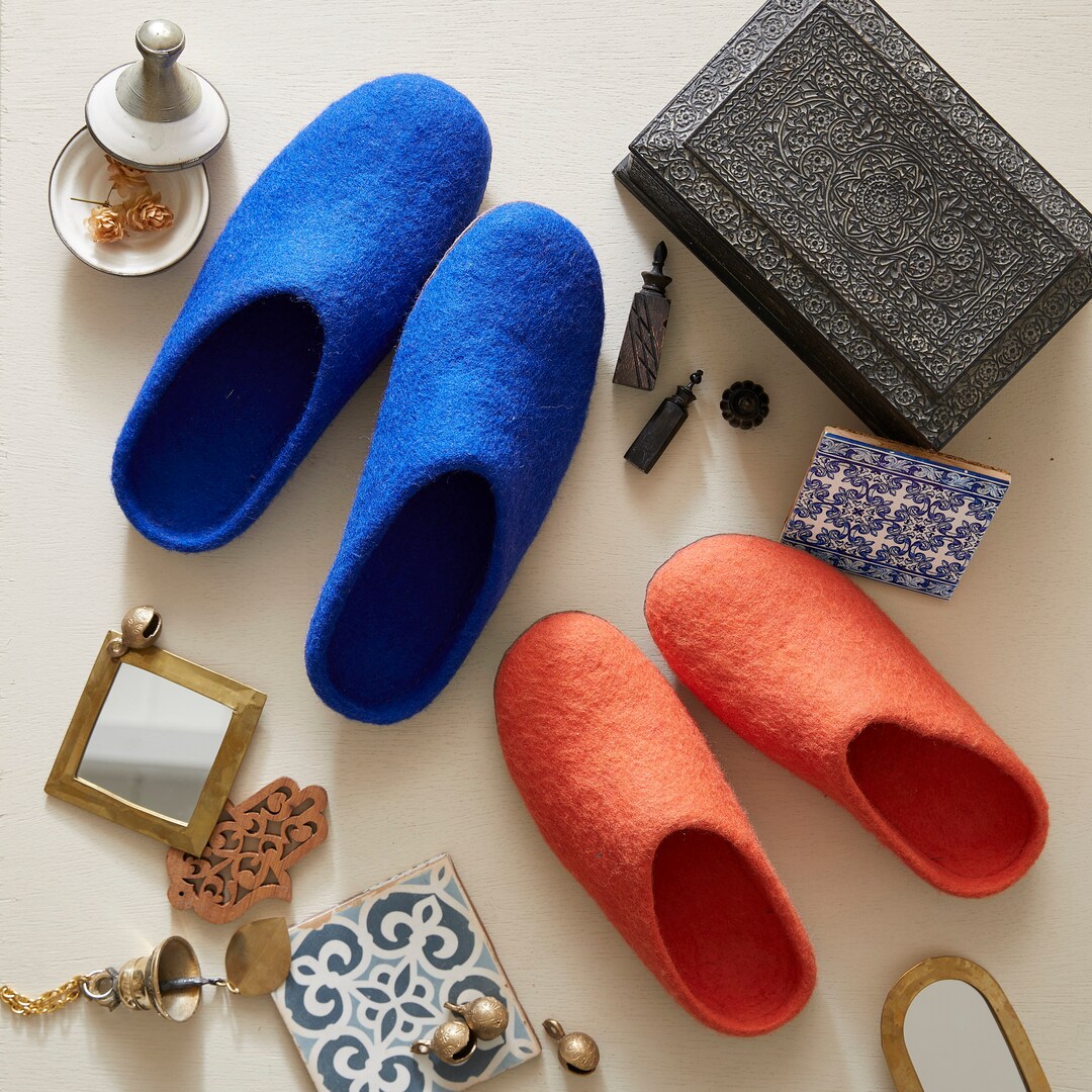 Fair Trade Handmade Eco Felt Mule Slippers Limited Edition - Etsy
