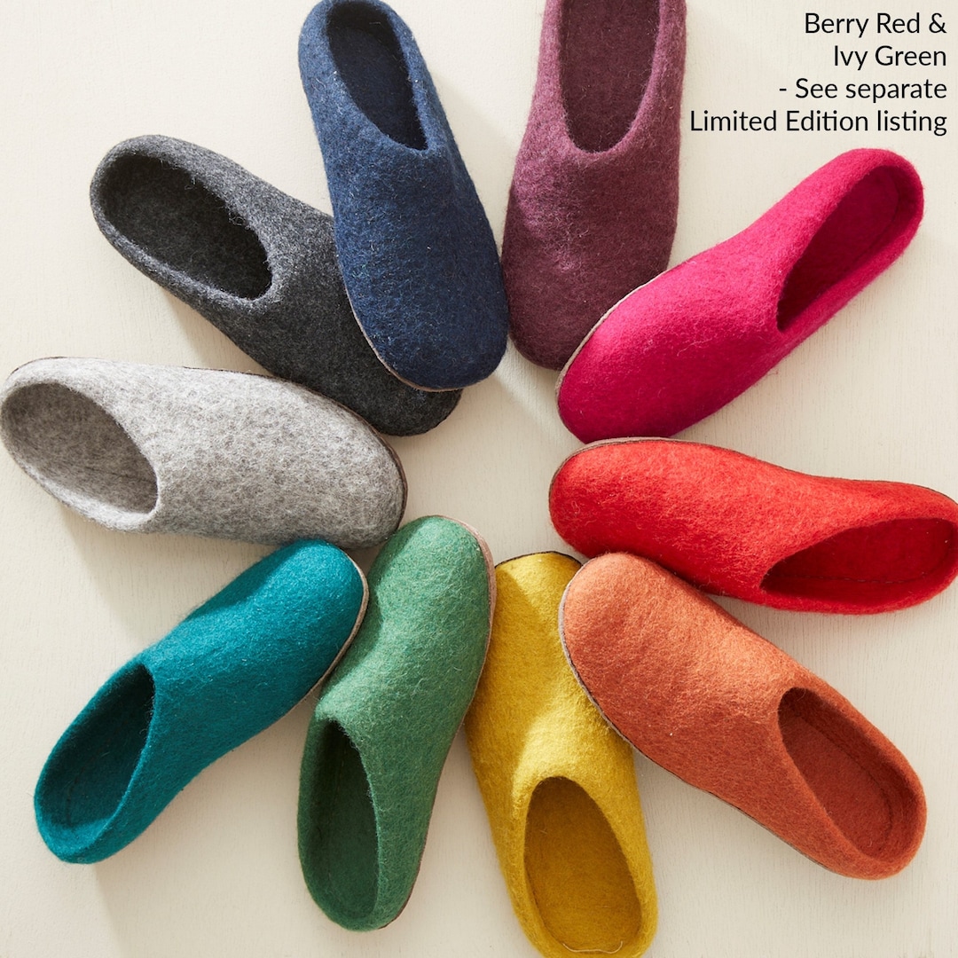 Fair Trade Handmade Eco Felt Mule Slippers Suede Sole - Etsy