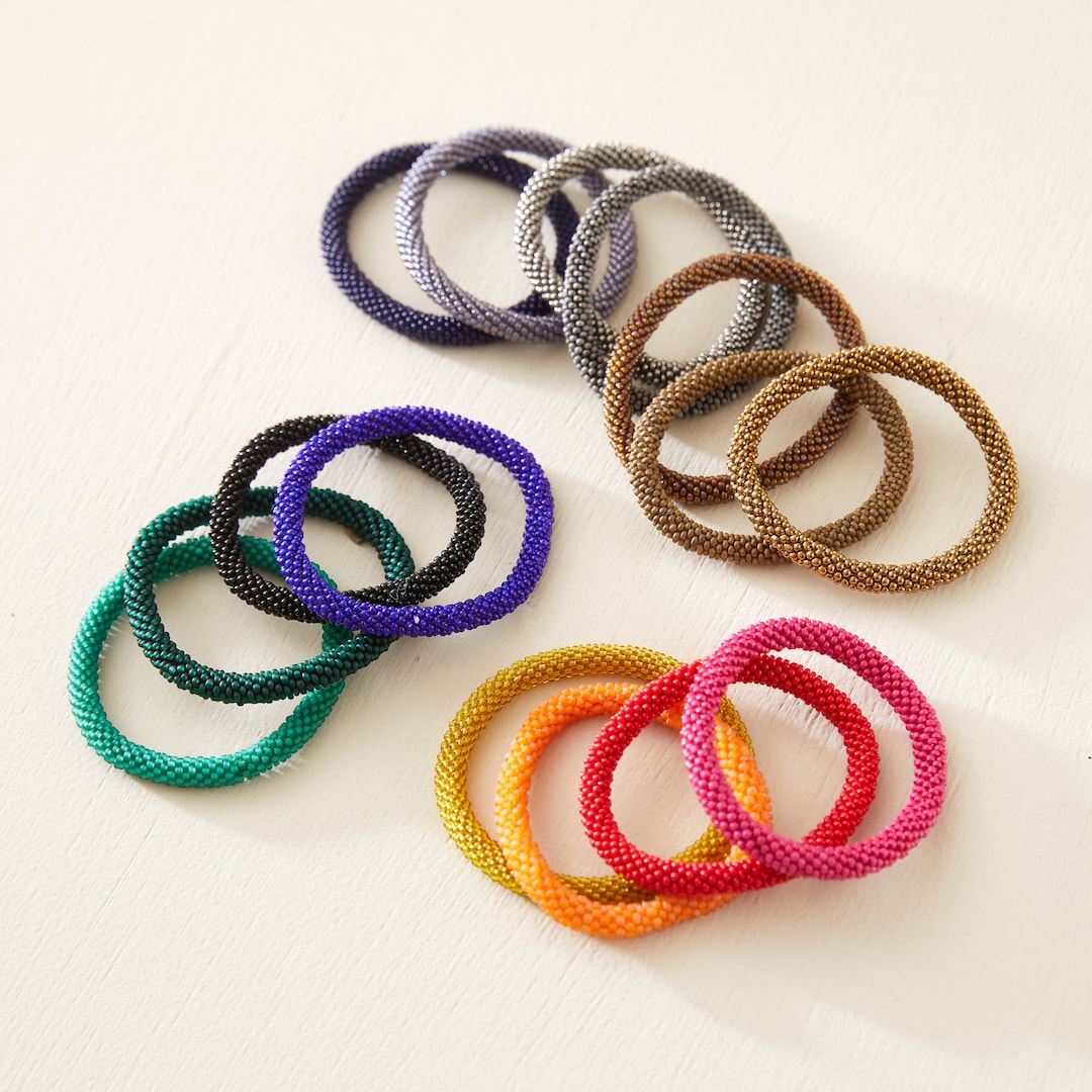 Fair Trade Handmade Glass Bead Tube Bracelets Mix Match - Etsy