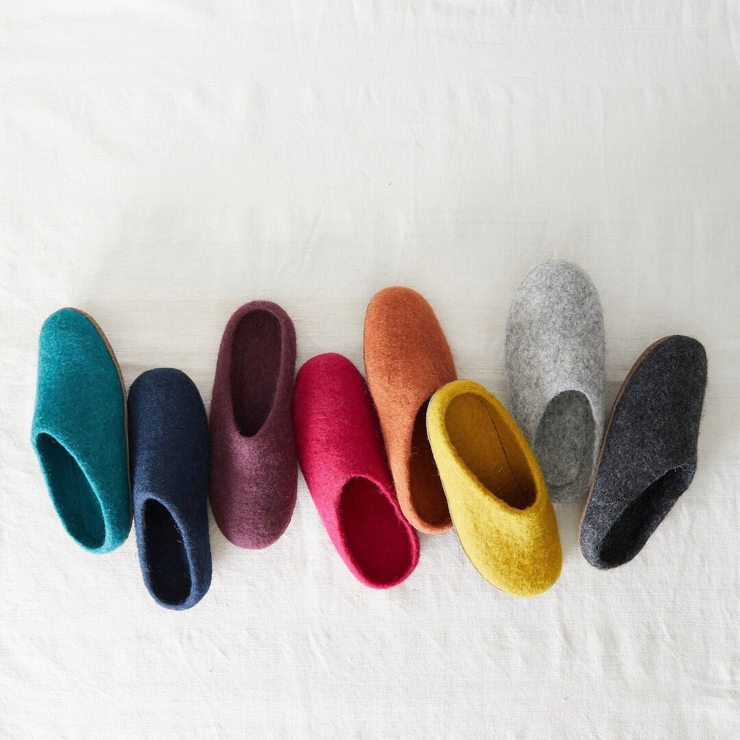 Fair Trade Handmade Eco Felt Mule Slippers Suede Sole - Etsy