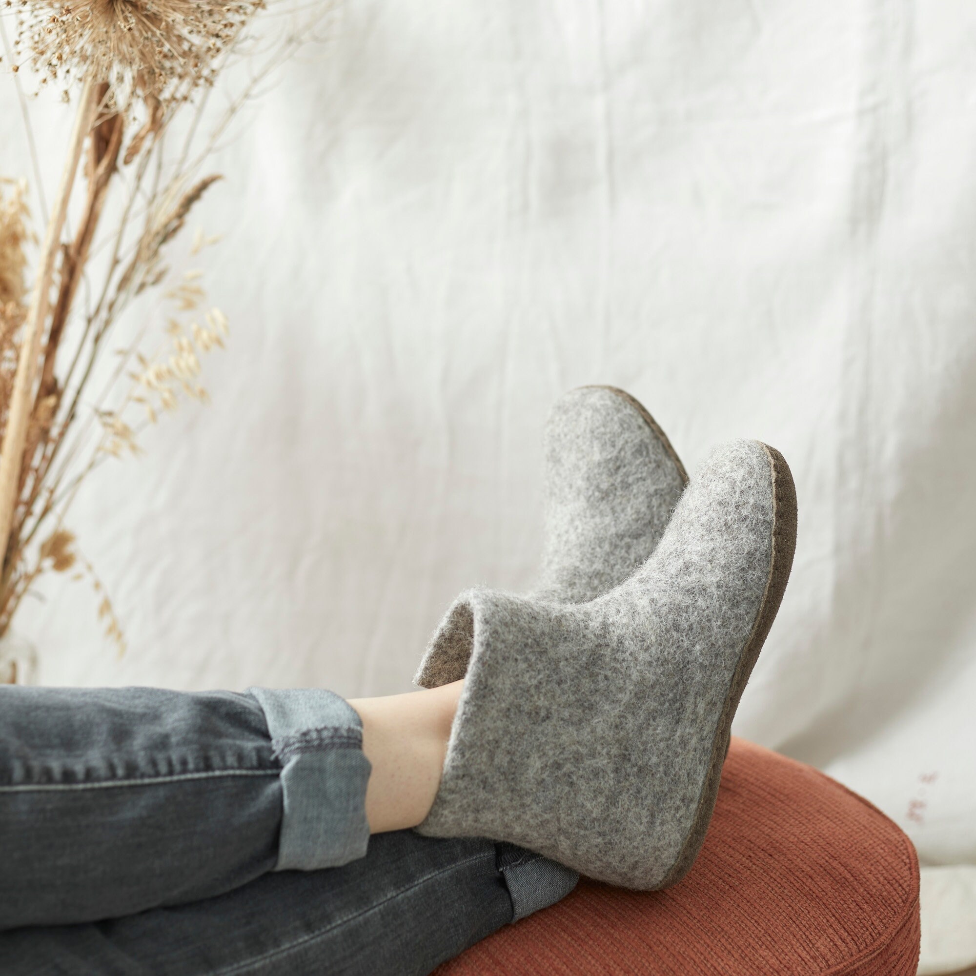 Fair Trade Handmade Eco Felt Unisex Slipper Boots Suede Soles - Etsy