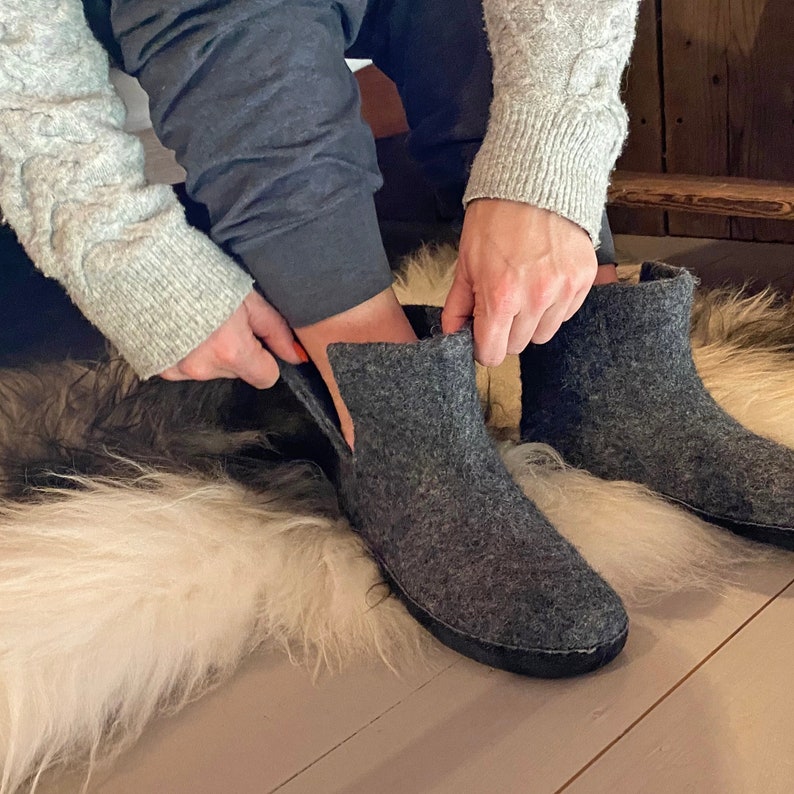 Fair Trade Handmade Eco Felt Unisex Slipper Boots Suede Soles - Etsy