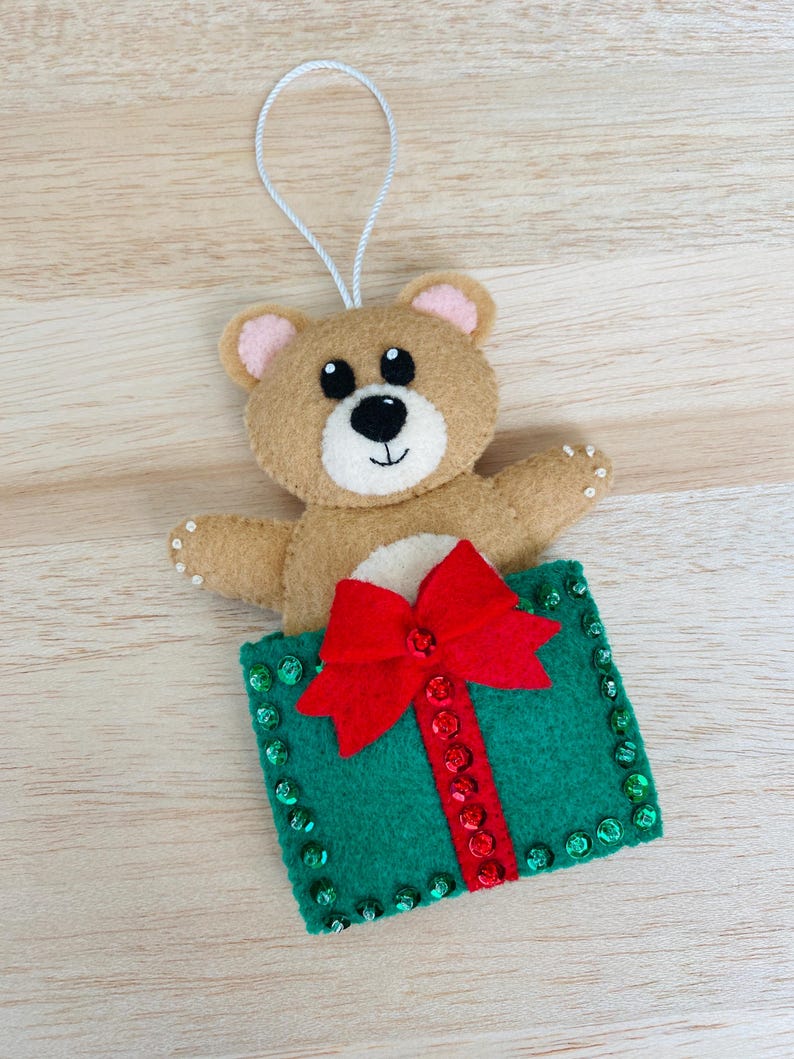Cute Bear Felt Christmas Ornament Pattern PDF, Felt Ornament Sewing ...