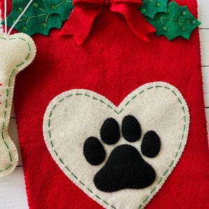 Pet Christmas Stocking Pattern PDF, Dog Cat Paw Print Stocking Digital ...