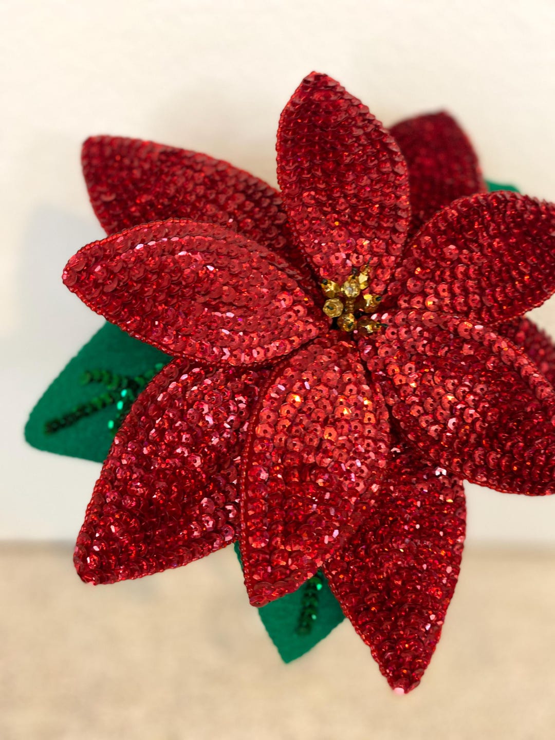 Sequin Felt Christmas Poinsettia Pattern PDF, Beaded Christmas Felt ...