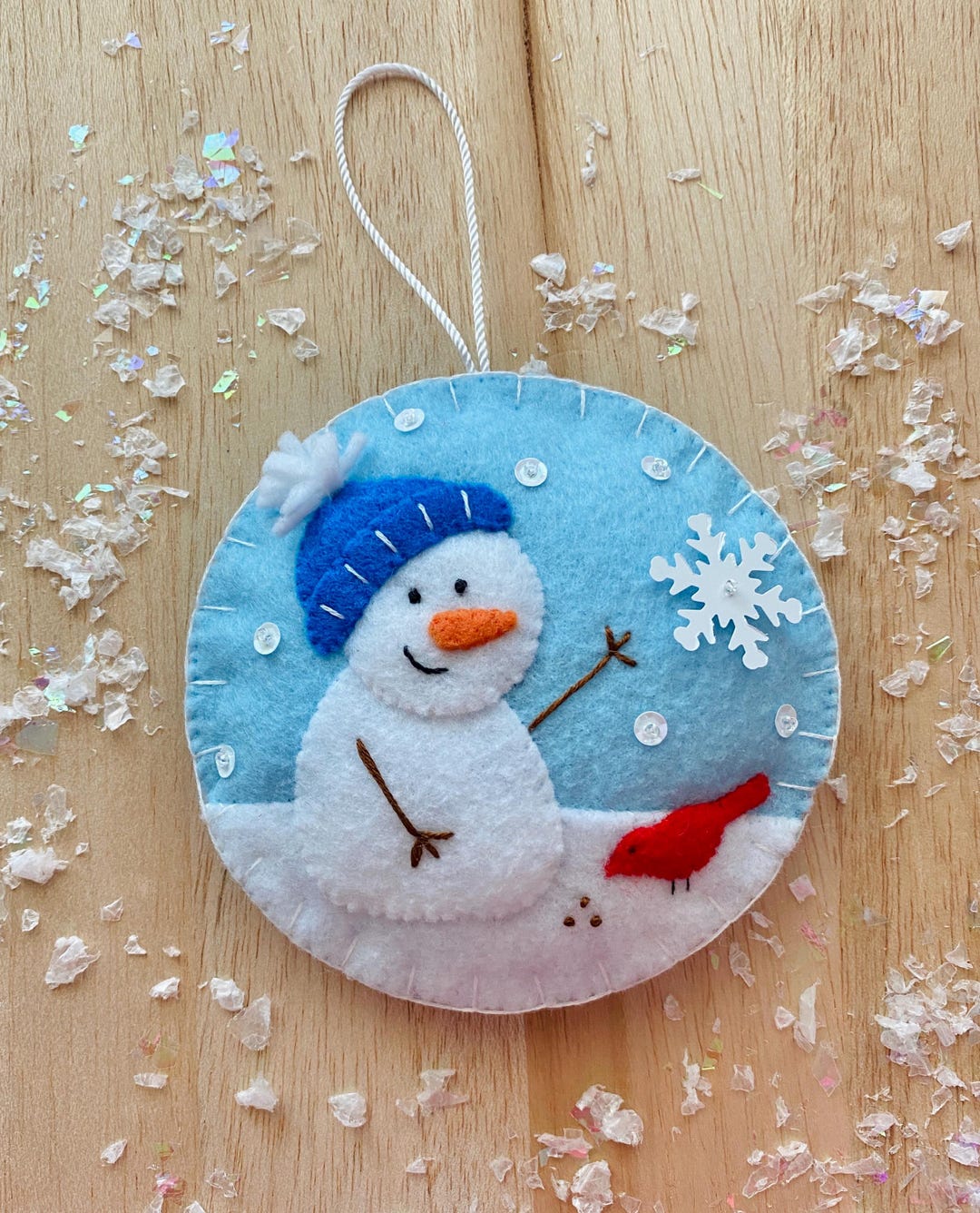 Snowman Felt Christmas Ornament Pattern PDF, Cardinal Ornament Felt ...