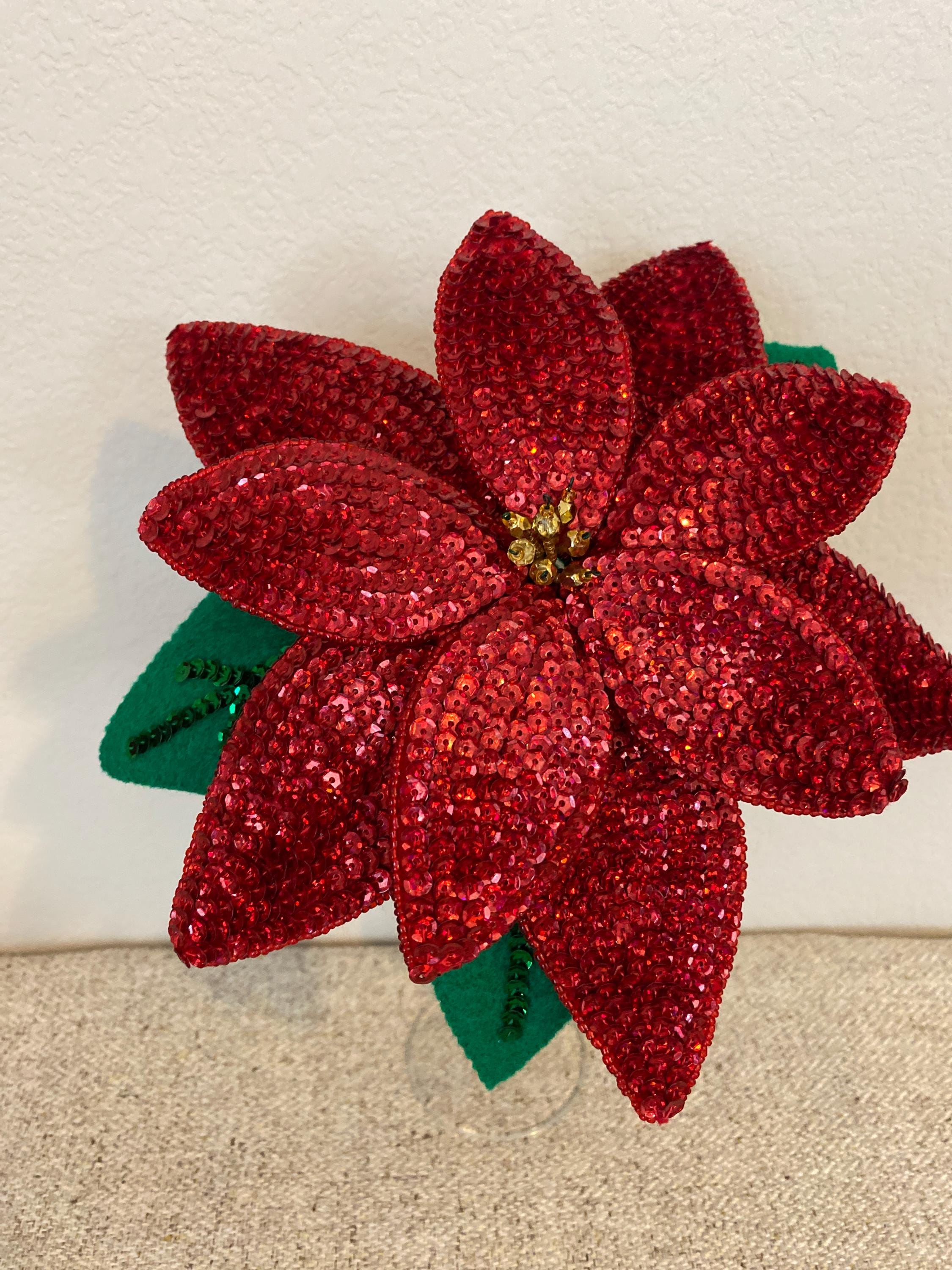 Sequin Felt Christmas Poinsettia Pattern PDF, Beaded Christmas Felt ...