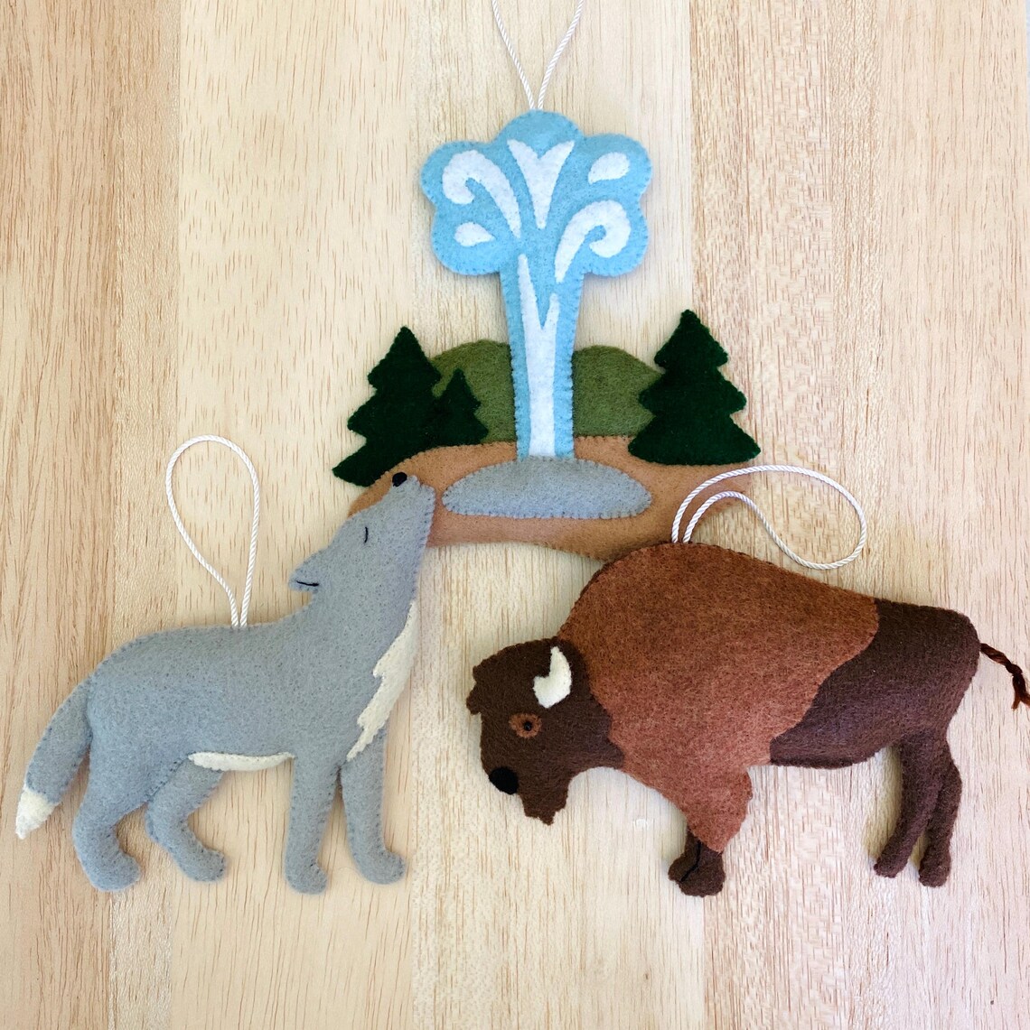Yellowstone Felt Ornament PDF Patterns: Bison, Wolf, Old Faithful ...