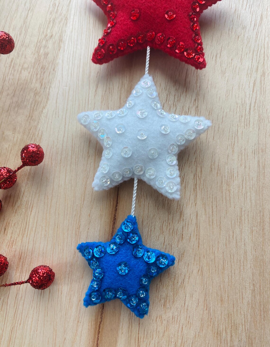 Patriotic Stars Ornament Pattern PDF, Red White Blue Felt Sewing ...