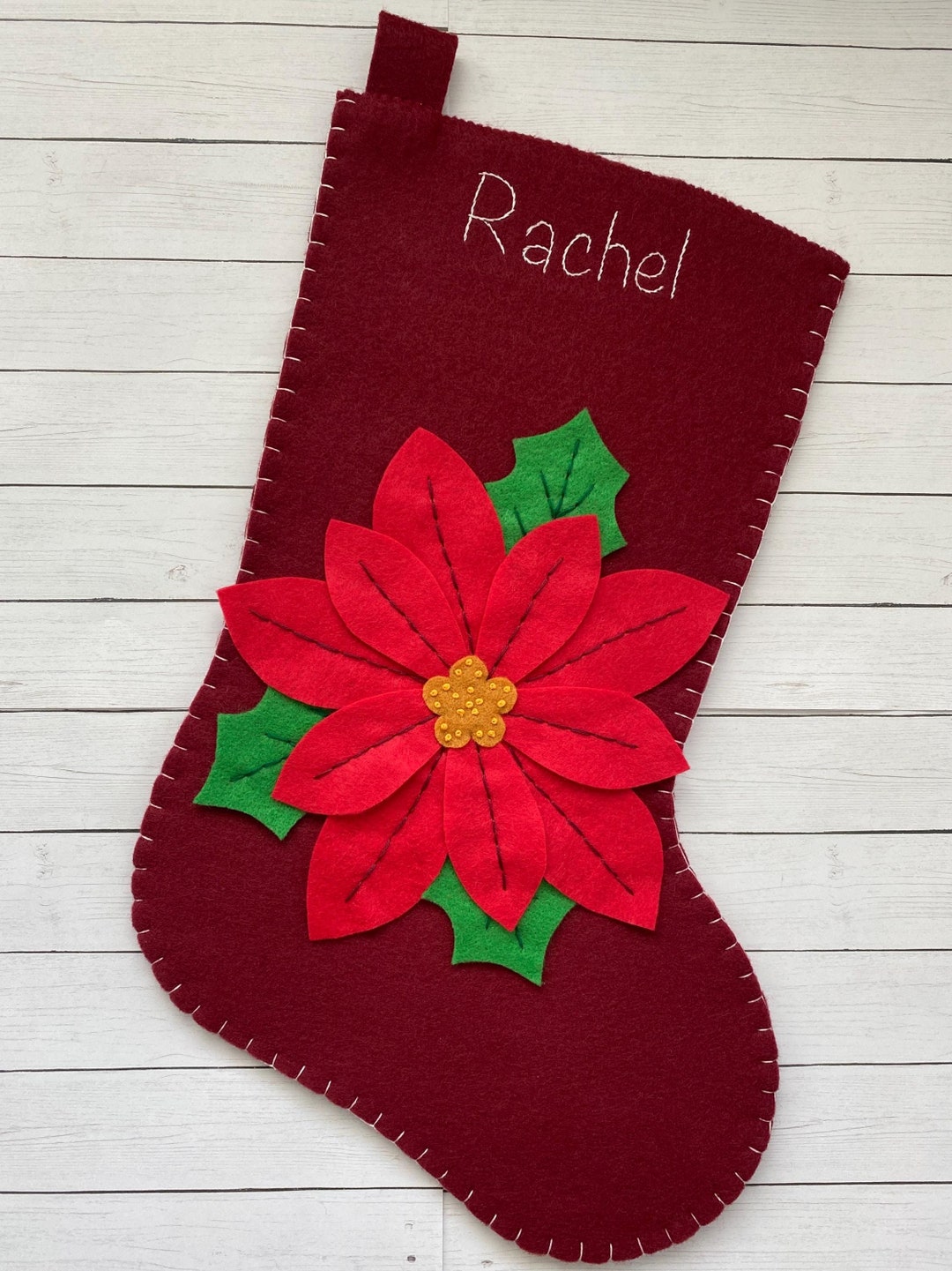 Felt Christmas Stocking Pattern PDF, Poinsettia Felt Sewing Pattern ...