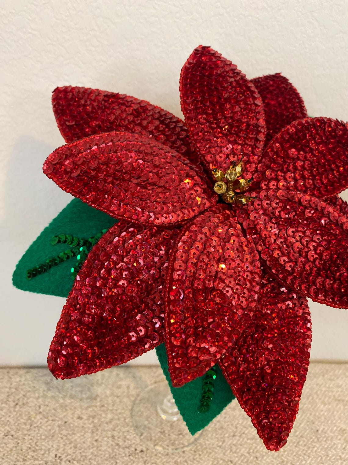 Sequin Felt Christmas Poinsettia Pattern PDF, Beaded Christmas Felt ...