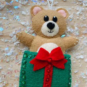Cute Bear Felt Christmas Ornament Pattern PDF, Felt Ornament Sewing ...