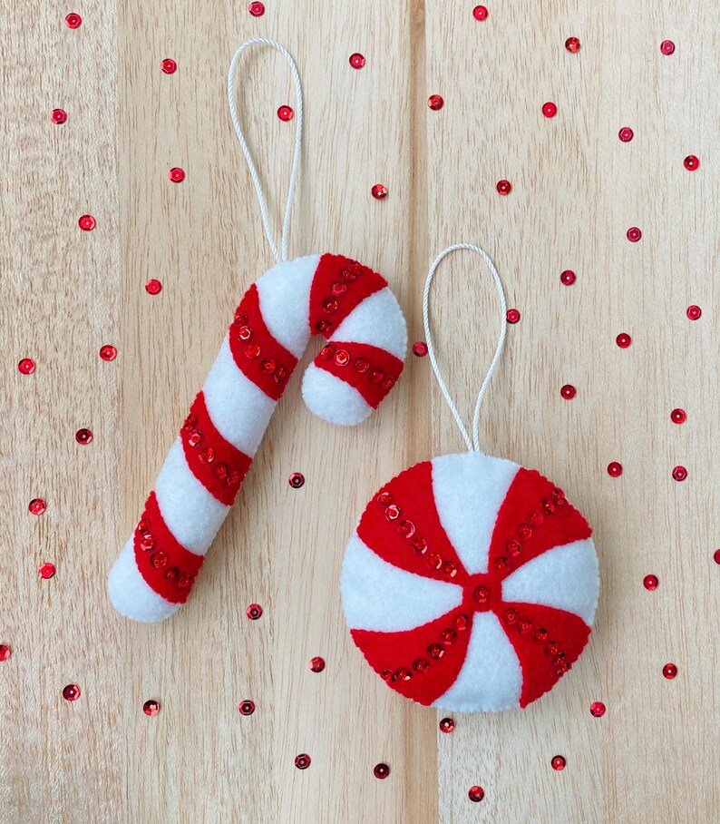 Candy Cane Peppermint Felt Christmas Ornament Pattern PDF, Easy ...
