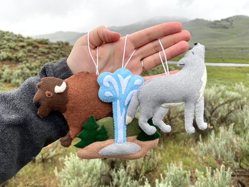 Yellowstone Felt Ornament PDF Patterns: Bison, Wolf, Old Faithful ...
