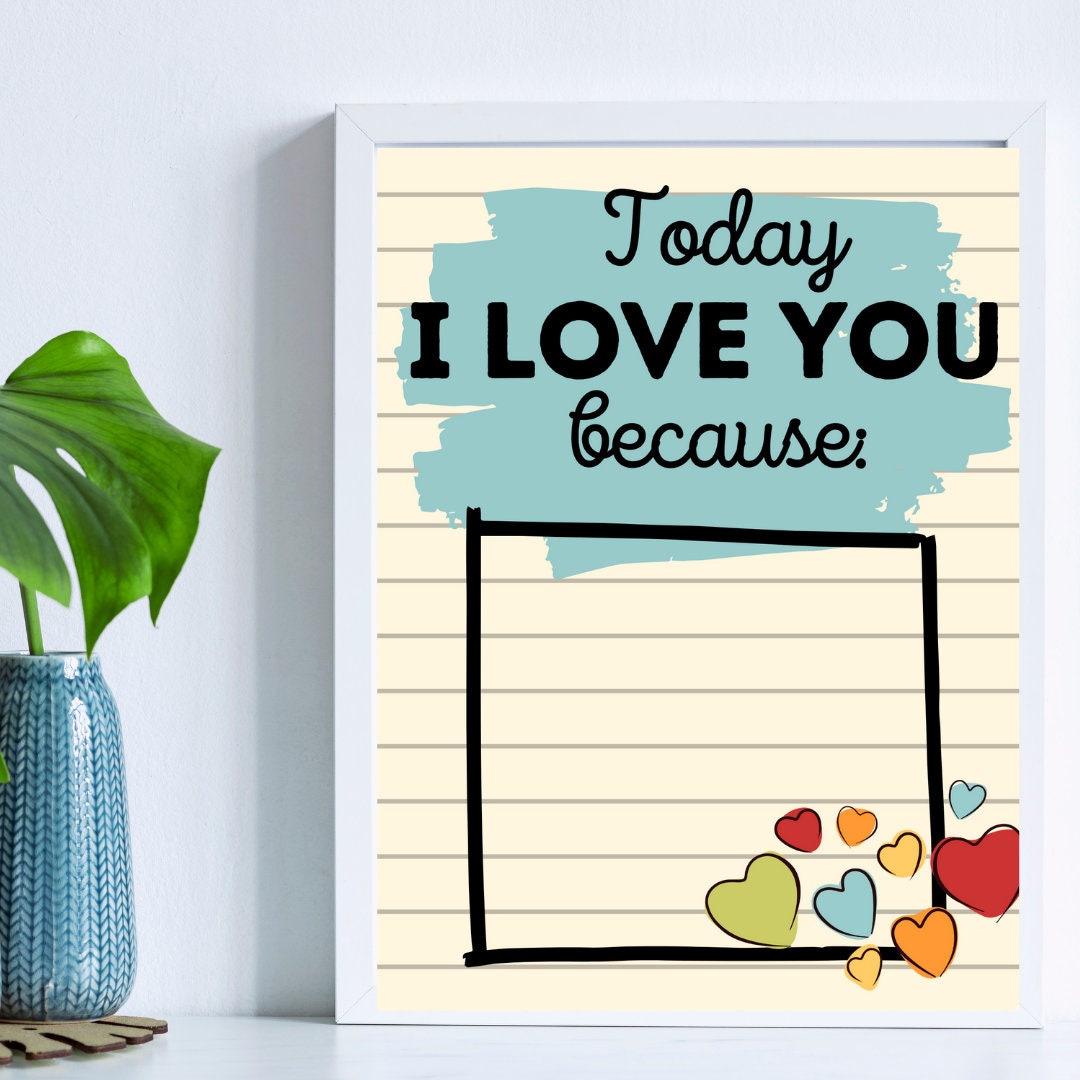 I Love You Because- Valentine Printable - Etsy