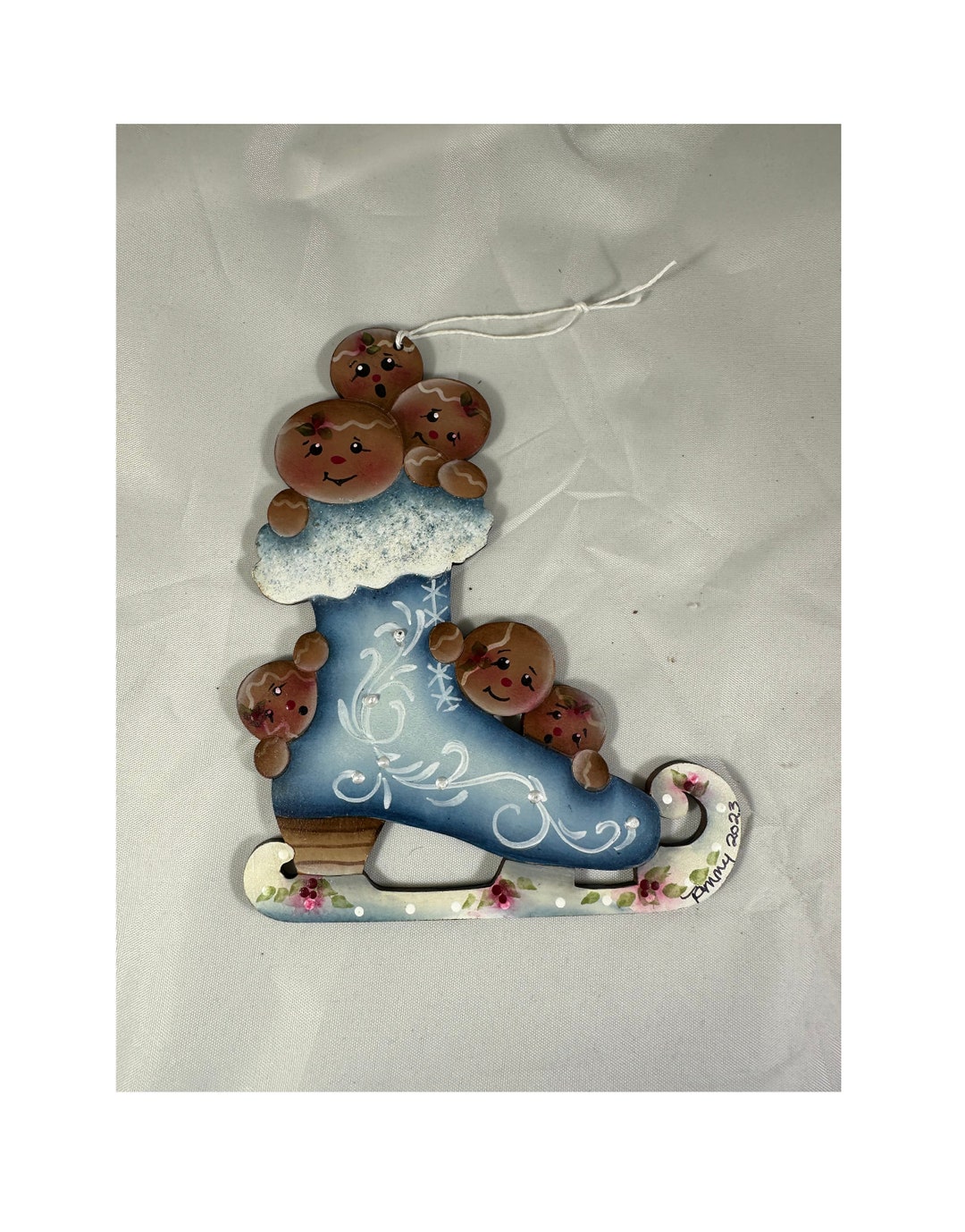 Gingerbread Men Ice Skate Ornament - Jamie Mills-price Design Hand ...