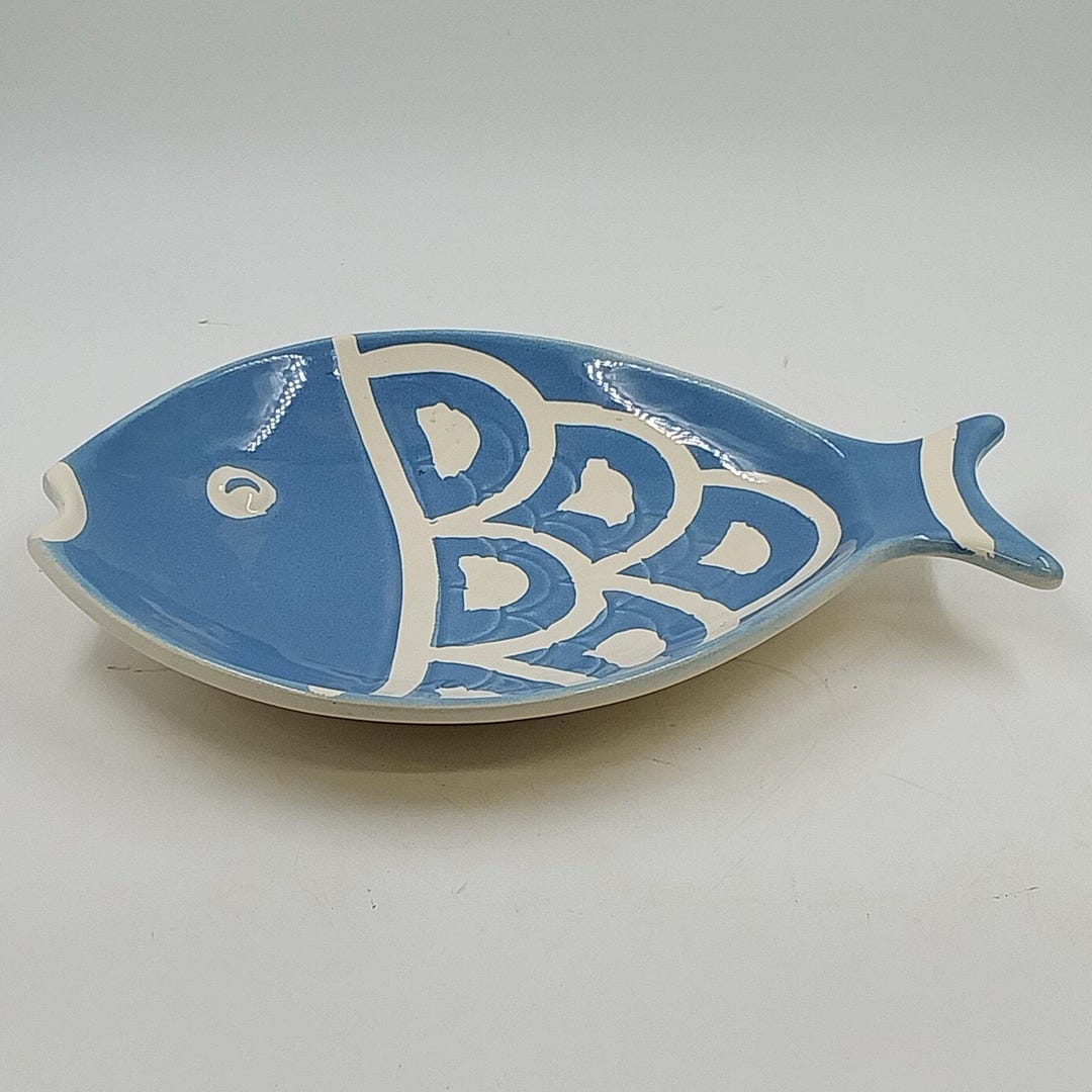Bellini Piu Italian Ceramic Fish Platter 16" Blue White Serving Dish ...