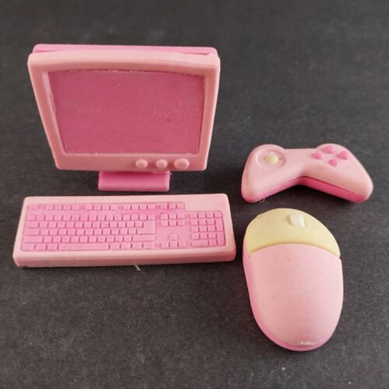 Pink Computer Eraser Lot of 4 Computer Screen Mouse Keyboard Game ...
