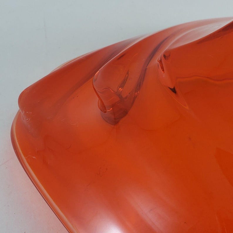Mid Century Viking Glass Tundra Triangle Dish Fire Orange MCM ...
