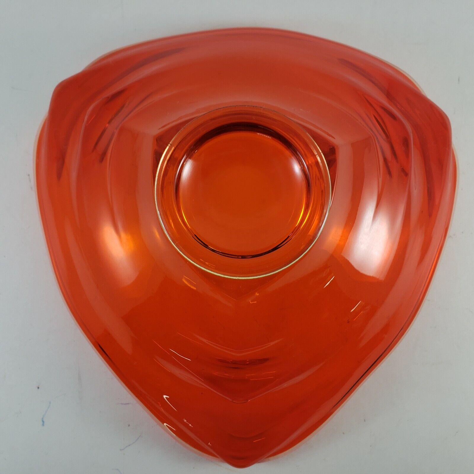 Mid-century Viking Glass Tundra Triangle Dish - Fire Orange Centerpiece ...
