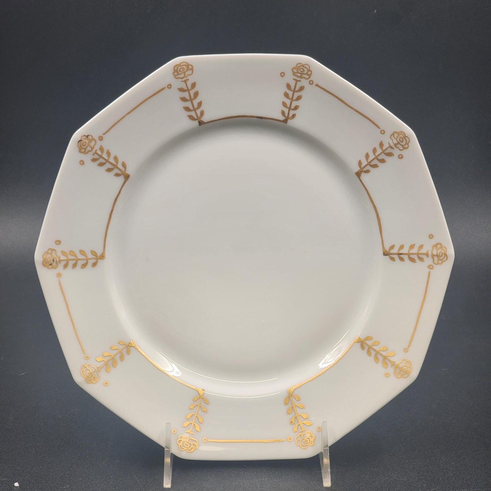Vintage Tirschenreuth Bavaria Decagon Dinner Plate With Intricate Gold ...