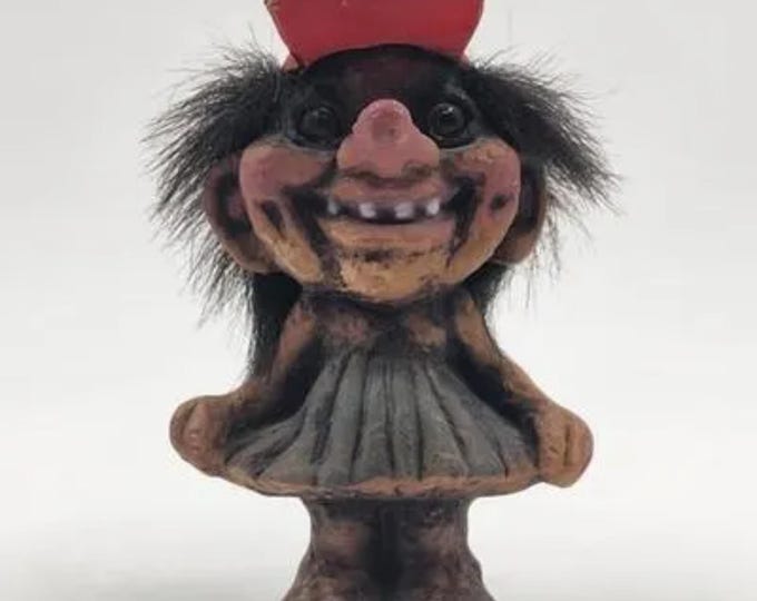 Vintage Nyform Norwegian Troll Doll: Girl in Skirt With Red Baseball ...