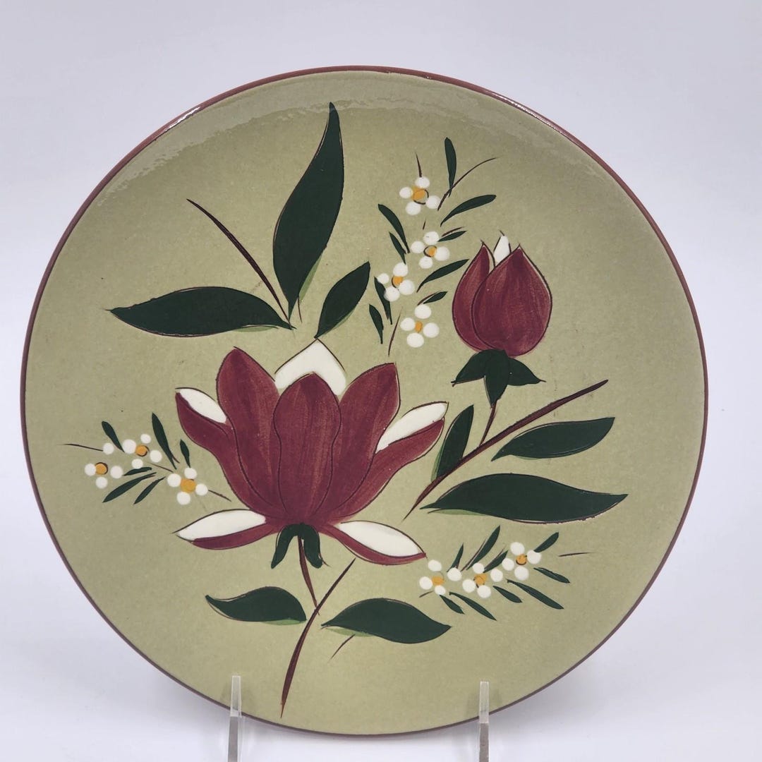 Stangl Magnolia Dinner Plate 10 Inch Red Floral Pottery Trenton NJ ...