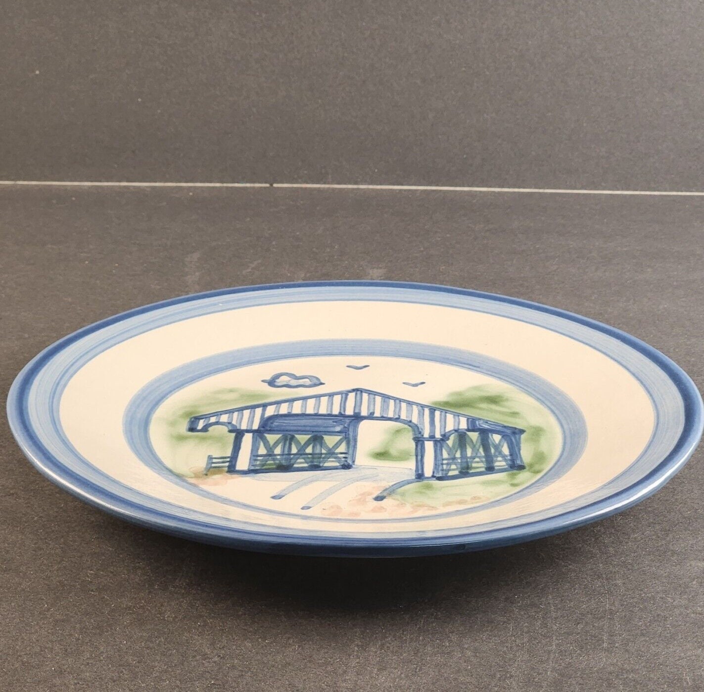 MA Hadley Covered Bridge Pottery Lunch Plate Luncheon Dessert 9 ...