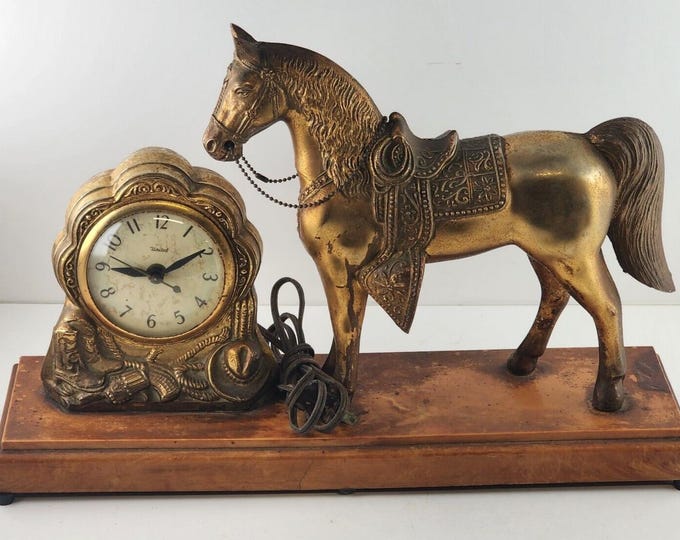 Horse Mantel Clock 1950's SW USA Theme From United Clock Corp Model ...