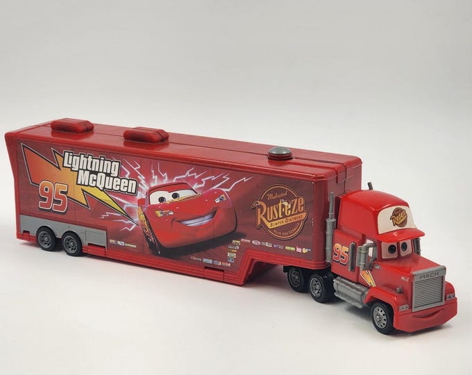 Disney Pixar Lightning Mcqueen Truck Trailer Hauler 95 Rust-eze Mack ...