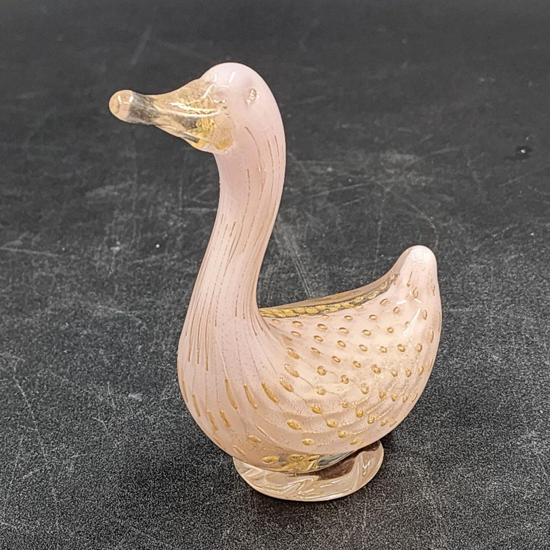 Vintage Alfredo Barbini Murano Art Glass Duck – Pink With Gold ...