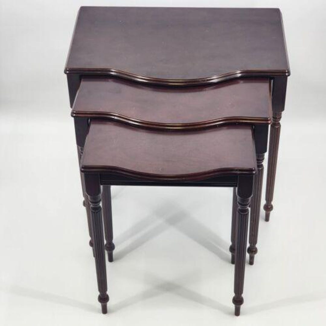 3 Traditional Mahogany Nesting Tables From Bombay Company 22" X 15" X ...
