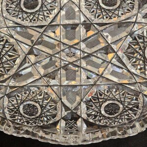 Hobstar Fan Pattern American Brilliant Cut Glass 14" Oblong Dish and 6 ...