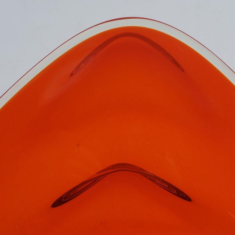 Mid Century Viking Glass Tundra Triangle Dish Fire Orange MCM ...