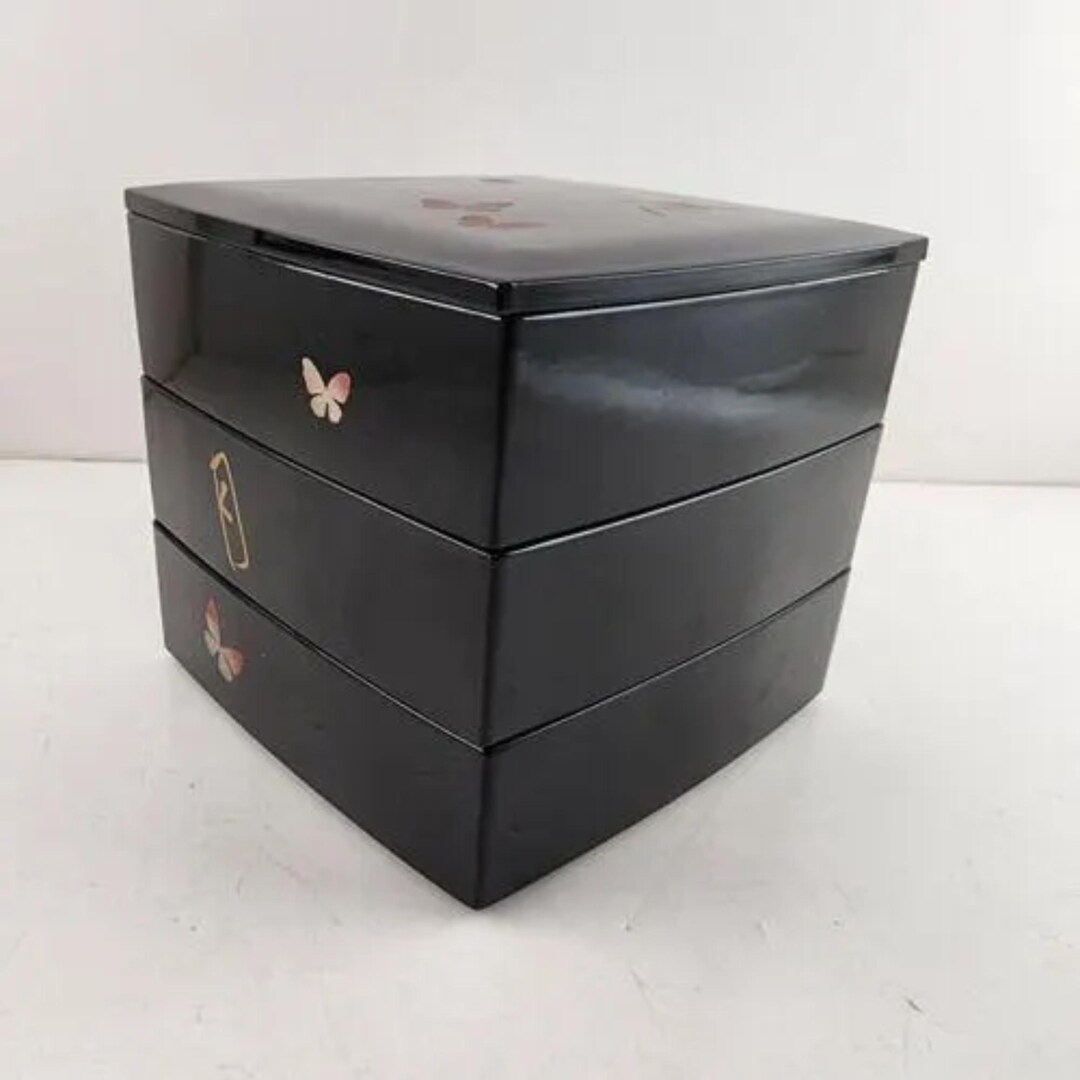Hanae Mori Chiki Chic Butterfly Lacquerware 3-tier Square Jewelry Box ...