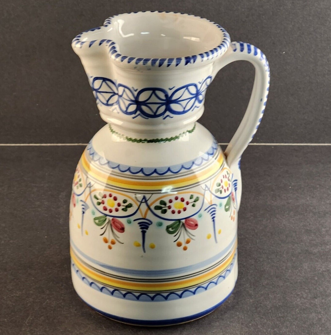 De La Cal Ceramic Sangria Wine Pitcher Barreira Puente 31 Handpainted ...