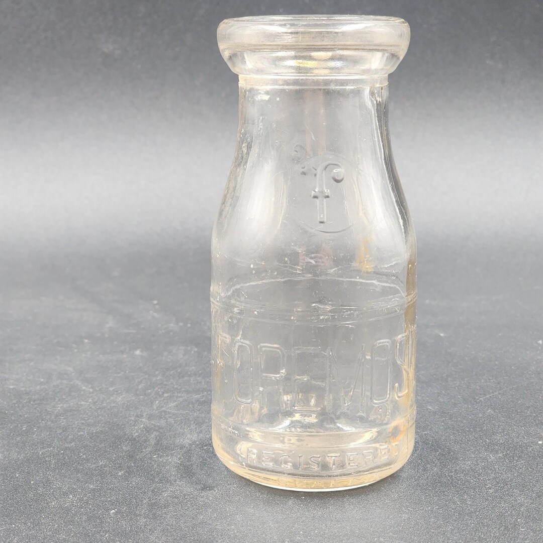 Foremost Dairy Farm One Half Pint Milk Ribbed Clear Glass Bottle ...