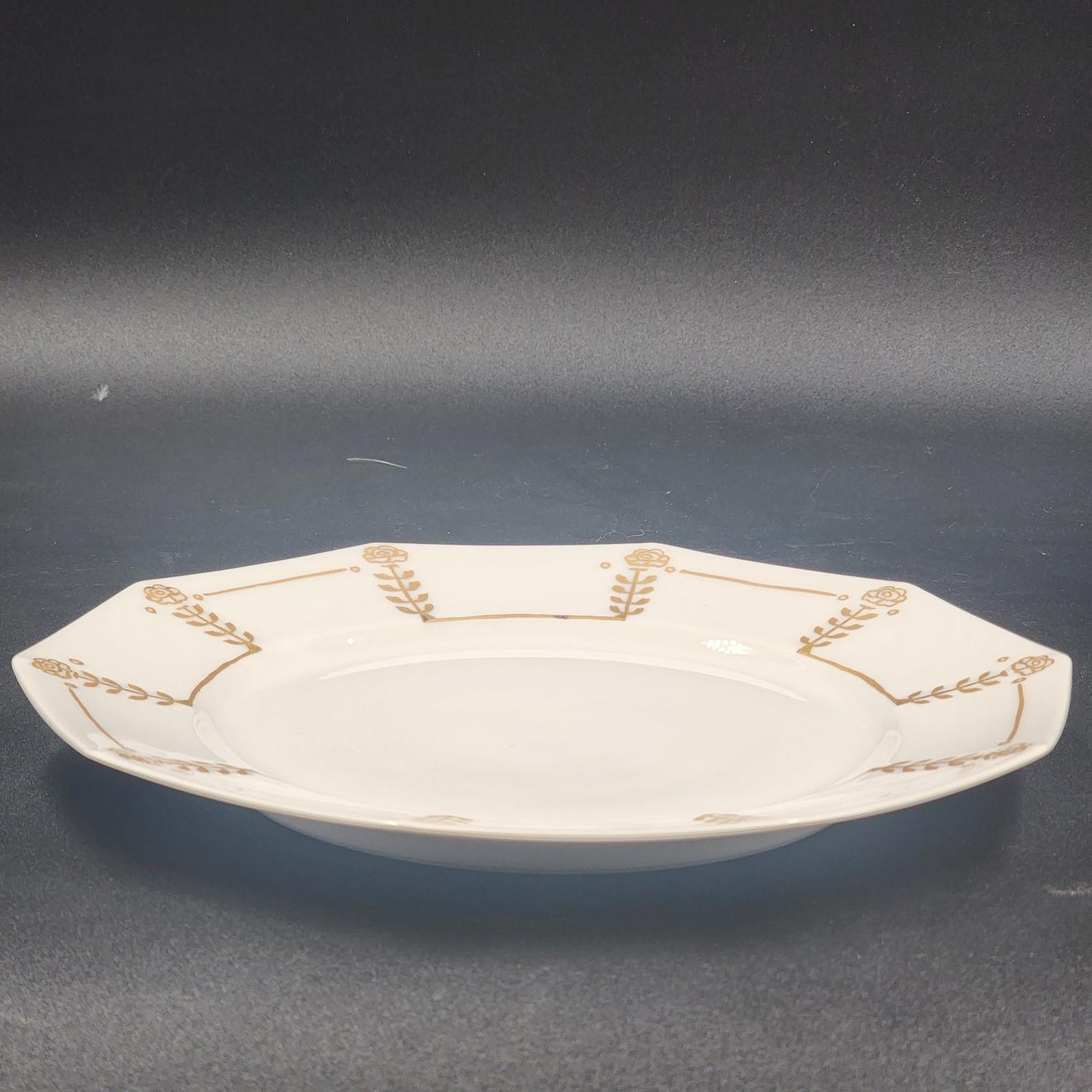 Vintage Tirschenreuth Bavaria Decagon Dinner Plate With Intricate Gold ...