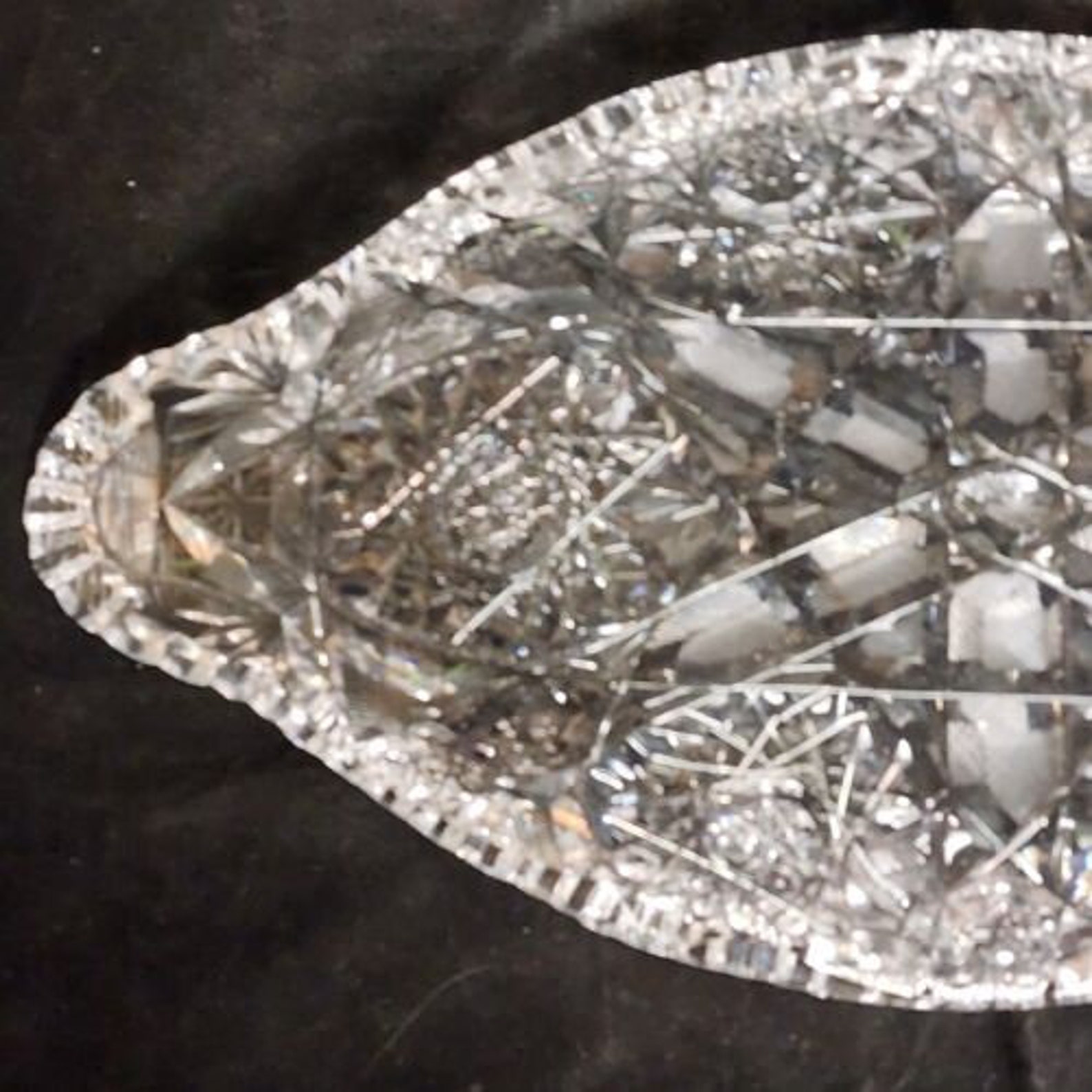 Hobstar Fan Pattern American Brilliant Cut Glass 14 Oblong Dish and 6 ...
