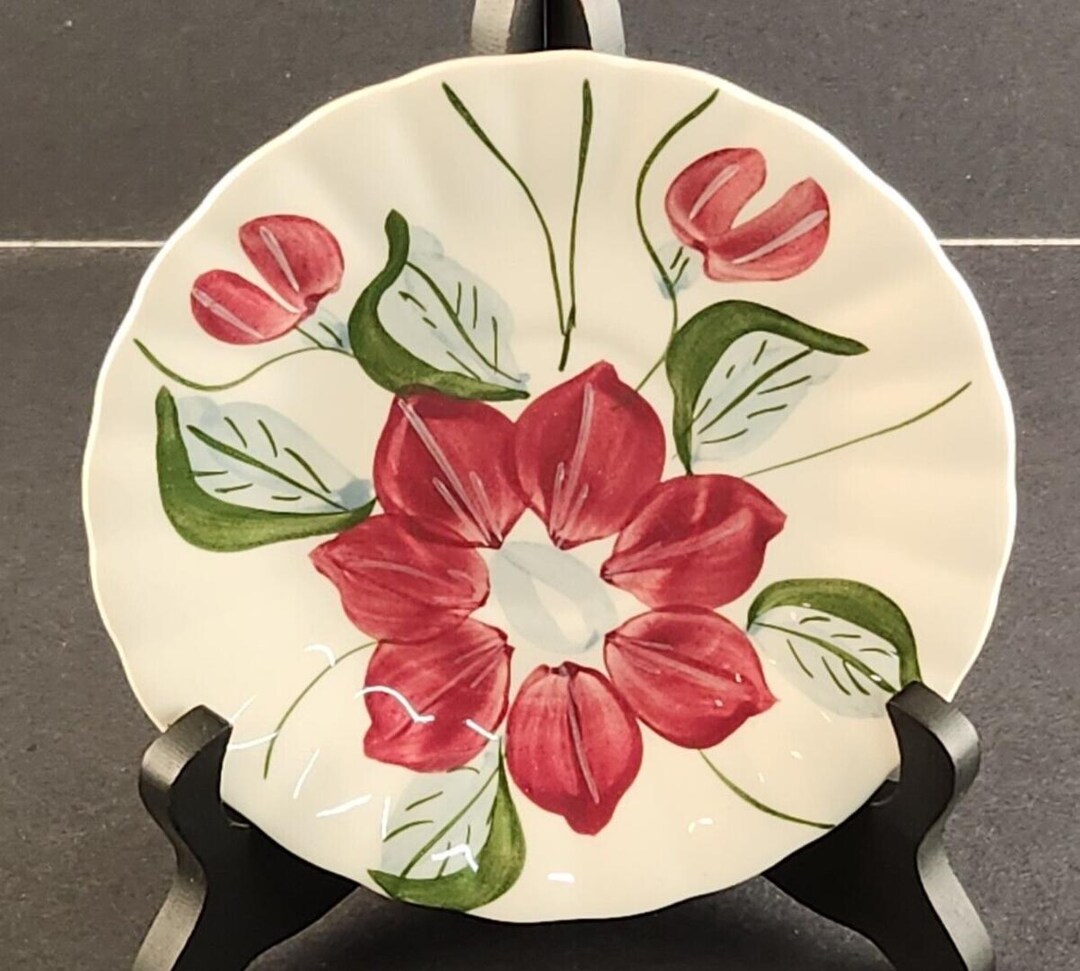 Southern Potteries Blue Ridge Snack Plate Hand Painted 6" Poinsettia ...